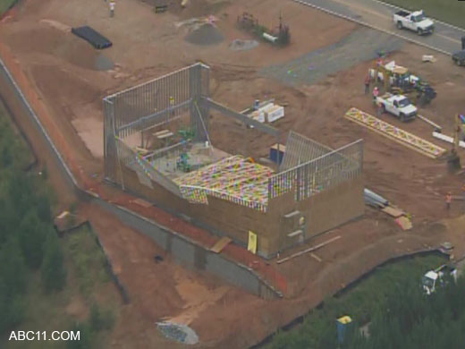 A roof collapsed at a Wake Forest construction project Wednesday.